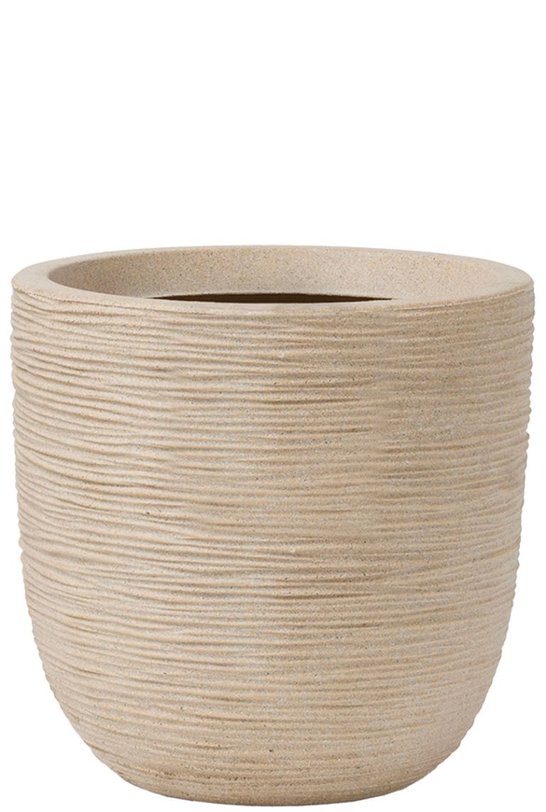 Capi Waste Rib Pot Beige Kunststof Ø35cm plantenbak kopen?- 123planten.nl